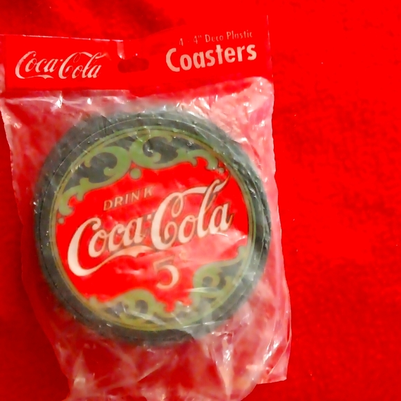 Coca Cola | Dining | Coca Cola Deco Plastic Coasters With Rimmed Edge ...